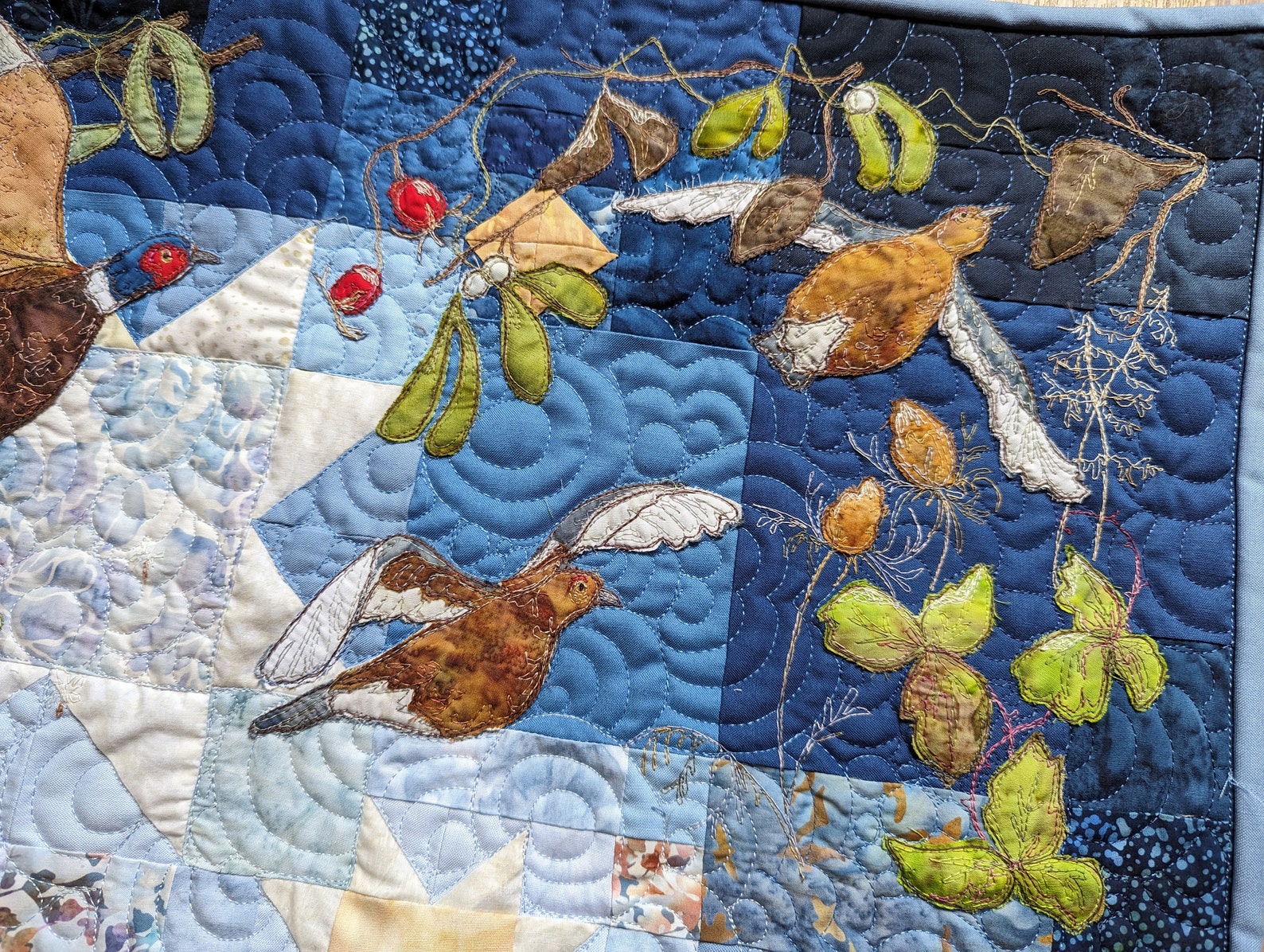 Fabric & Printed Pattern for 'a Covey of Pheasants' Quilt Raw Edge ...