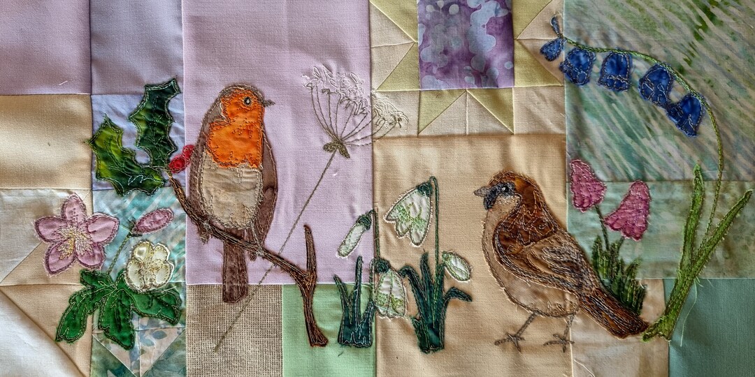 PDF Pattern for A Year of Flowers for Foxy Block 6 Quilt Birds Spring ...