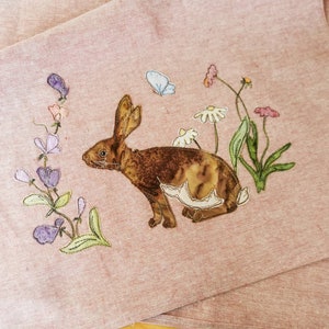 Printed Pattern for Summer Hare With Flowers Raw Edge Applique Free ...