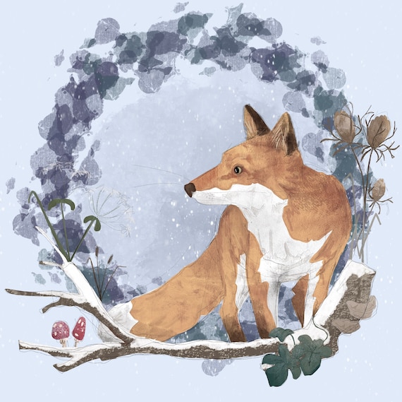 Pre-order Fabric Panel Fox on Light Blue 30cm Square Quilting - Etsy