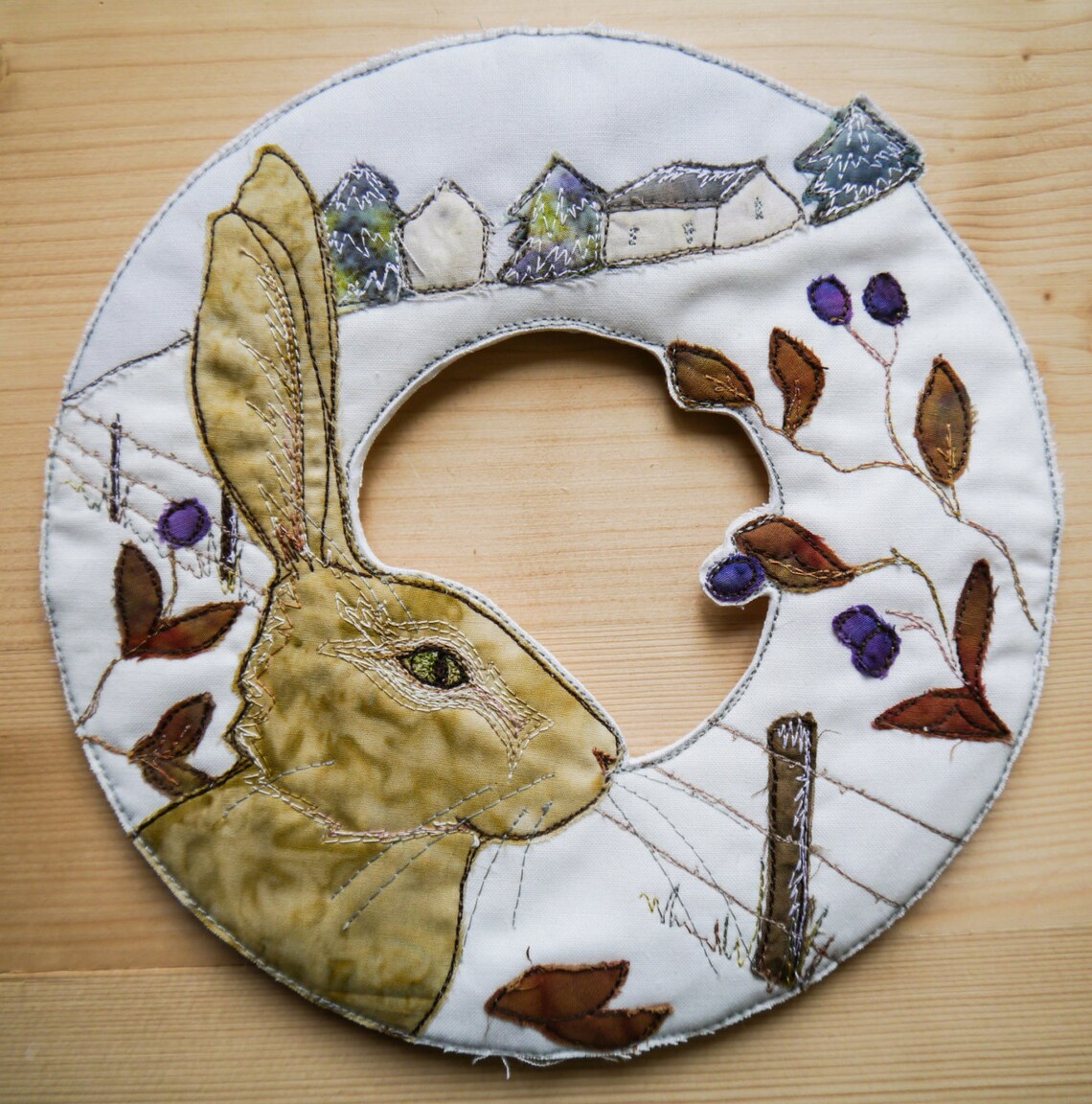 PDF Pattern for Winter Hare Wreath 8" With Printed Pattern Raw Edge ...