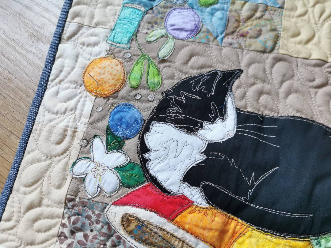 PDF Pattern for Christmas Cats Wall Hanging Applique Raw Edge Free Motion - Etsy