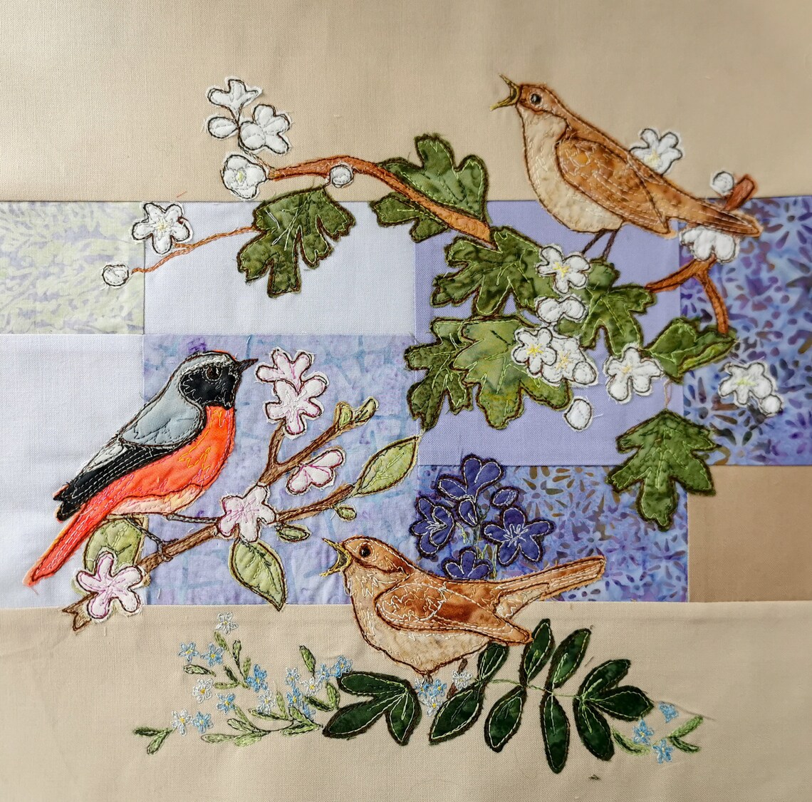 PDF Pattern for A Study in Lilac Block 2 Nightingale Redstart Raw Edge ...