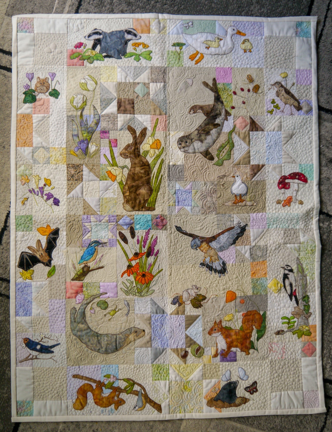 PDF Pattern for Rainbow Sherbet Block 1 Hare Free Motion Embroidery ...