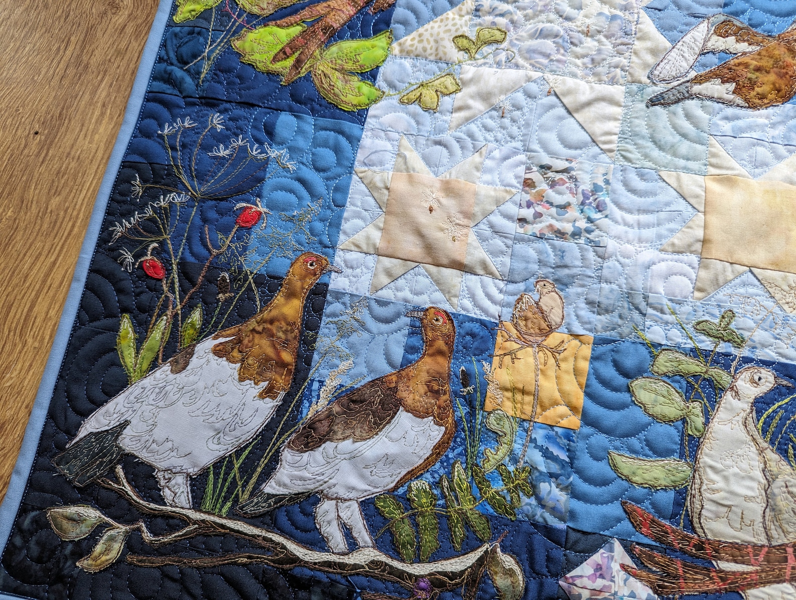 Fabric & Printed Pattern for 'a Covey of Pheasants' Quilt Raw Edge ...