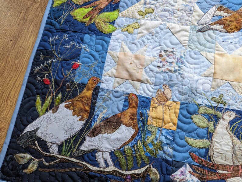Fabric & Printed Pattern for 'a Covey of Pheasants' Quilt Raw Edge ...