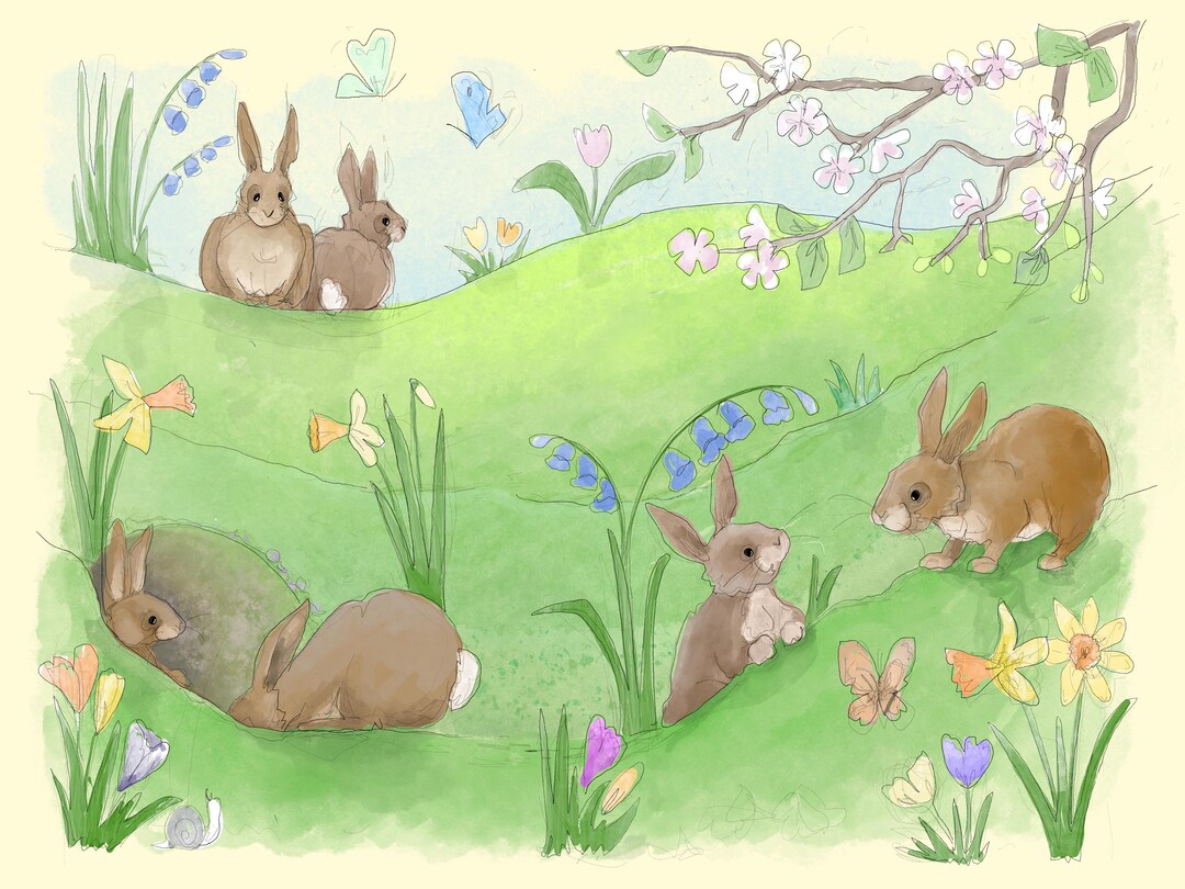 Pre -order Printed Panel Full Rabbit Spread 60.5 by 45.5 Cms - Etsy