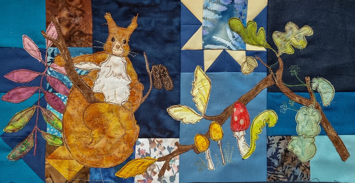 PDF Pattern for Autumn Forage Block 6 Squirrel Free Motion Embroidery ...