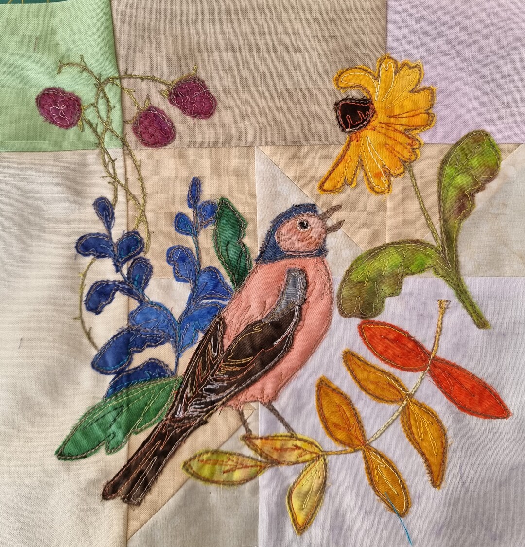 PDF Pattern for A Year of Flowers for Foxy Block 7 Quilt Birds Spring ...