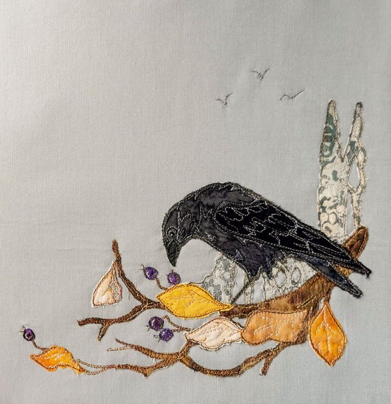 Printed Pattern for Crow Panel Raw Edge Applique Tutorial Free - Etsy