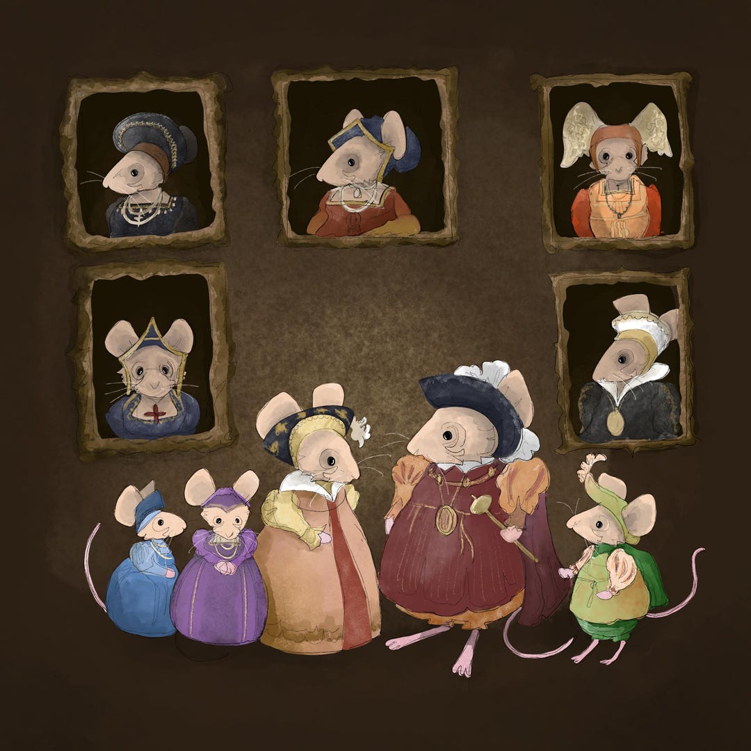 Henry the Eighth and His Wive Historical Mice Printed Panel on Quilting ...