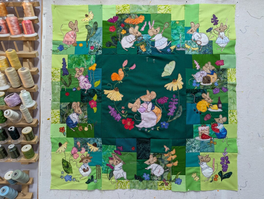 Printed Pattern Garden Fete Quilt Applique Victorian Mice Rainbow - Etsy