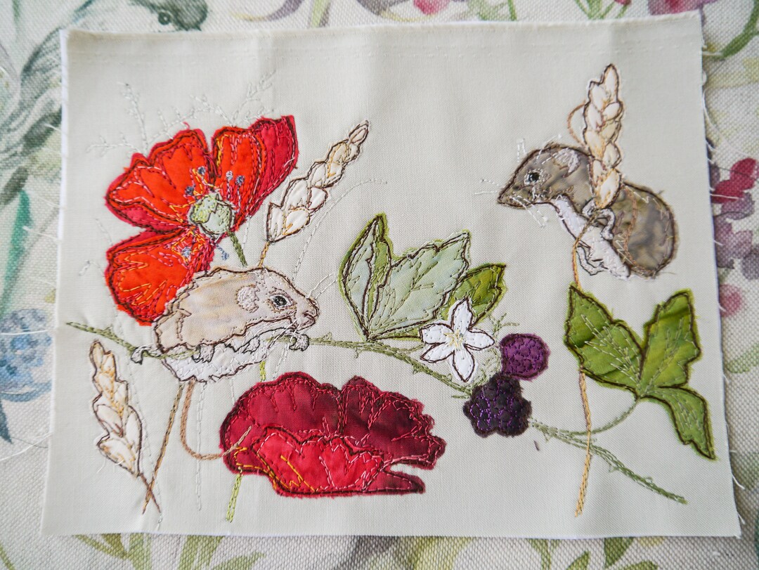 PDF Pattern for Harvest Mice and Poppies Raw Edge Applique Tutorial ...