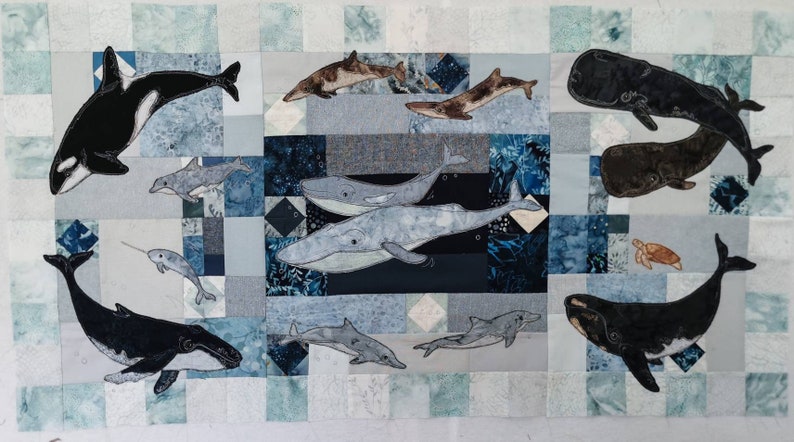 Full Kit in the Deep Block of the Month Applique Whale Ocean - Etsy