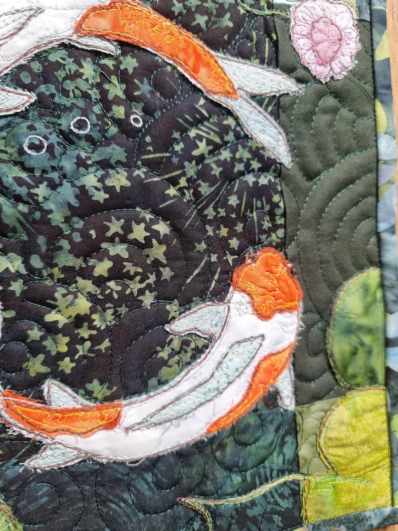 Printed Pattern for "koi Pond" Raw Edge Applique Tutorial Free Motion ...