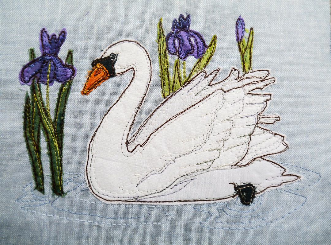 PDF Pattern for Swan With Iris Raw Edge Applique Tutorial Free Motion ...