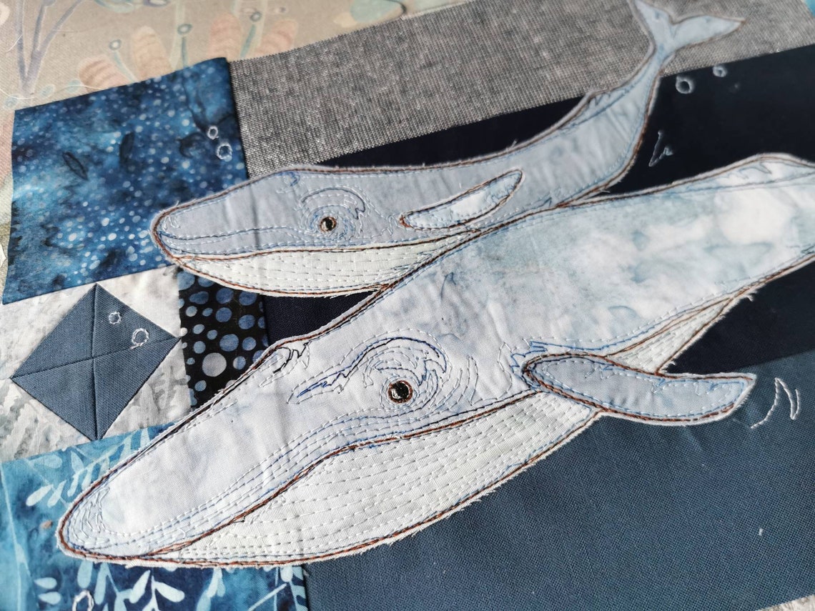 Full Kit in the Deep Block of the Month Applique Whale Ocean | Etsy