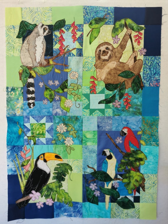 Full PDF Pattern Set Rainforest Fiesta Applique Sloth Parrot - Etsy
