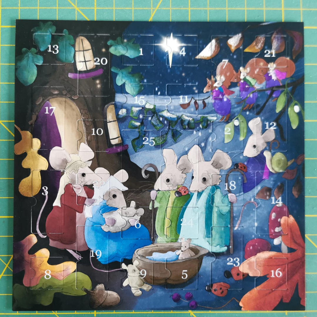 Card Picture Advent Calendar Nativity Mice - Etsy