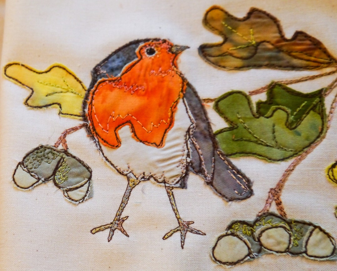 PDF Pattern for Autumn Robin With Leaves Raw Edge Applique Tutorial ...
