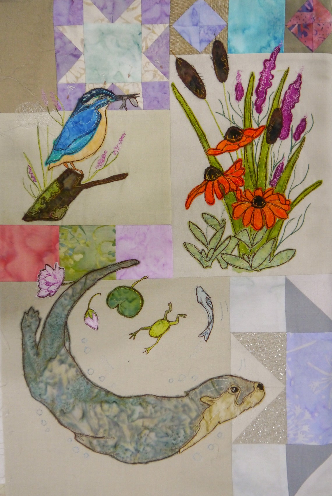 PDF Pattern for Rainbow Sherbet Block 2 Otter and Kingfisher Free ...