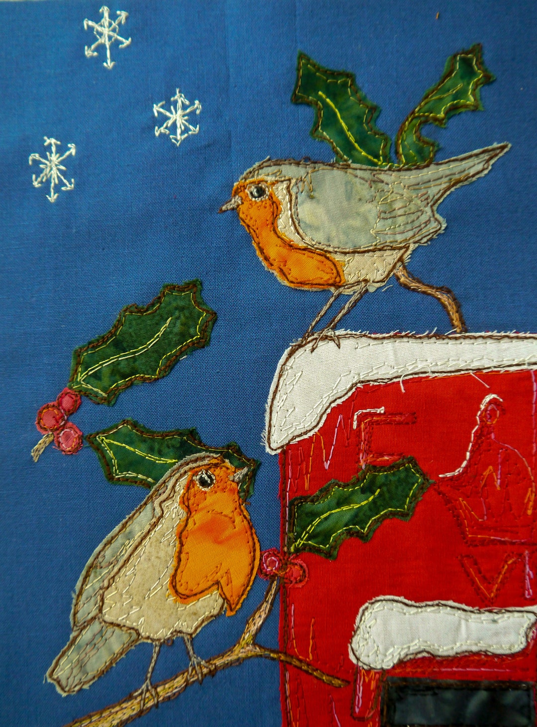 PDF Pattern for Winter Robins and Post Box Raw Edge Applique Tutorial ...
