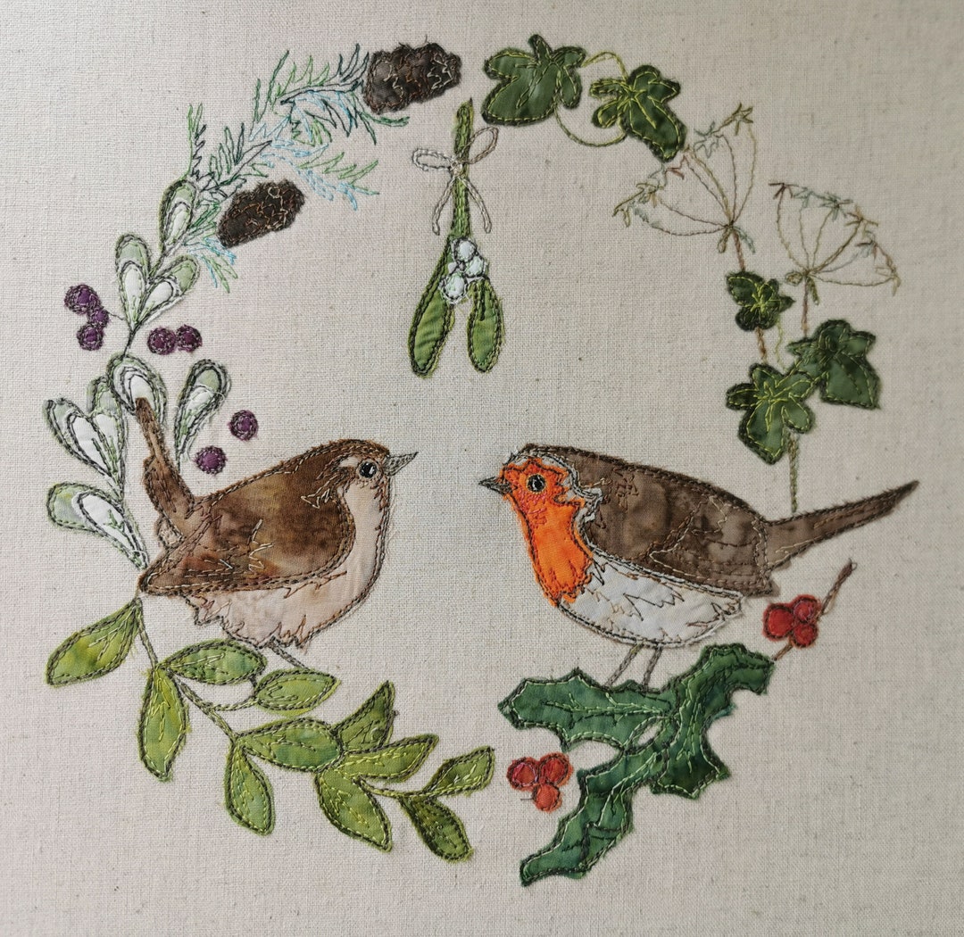 PDF Pattern for Mistletoe Pair Robin and Wren Raw Edge Applique ...