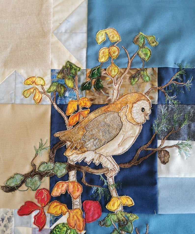 PDF Pattern for Autumn Forest Block 9 Quilt Barn Owl Bird Autumn Free ...