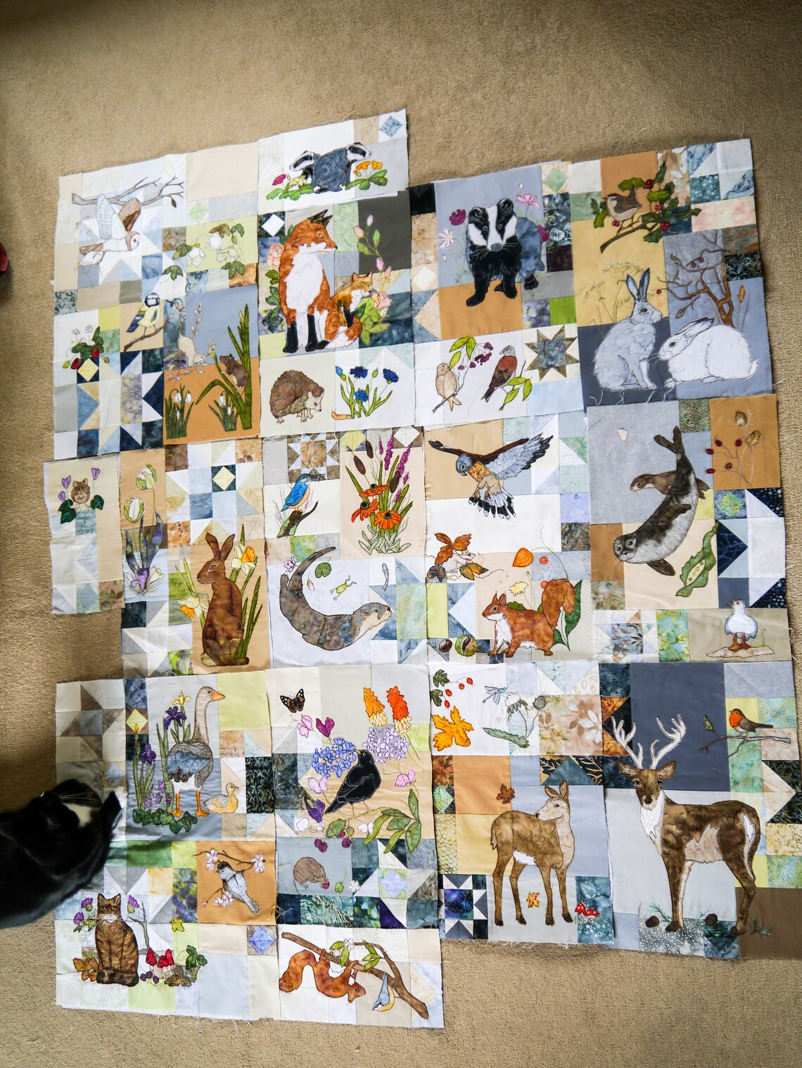 Applique Quilt Block PDF Pattern: Wildcat, Barn Owl Border - Etsy