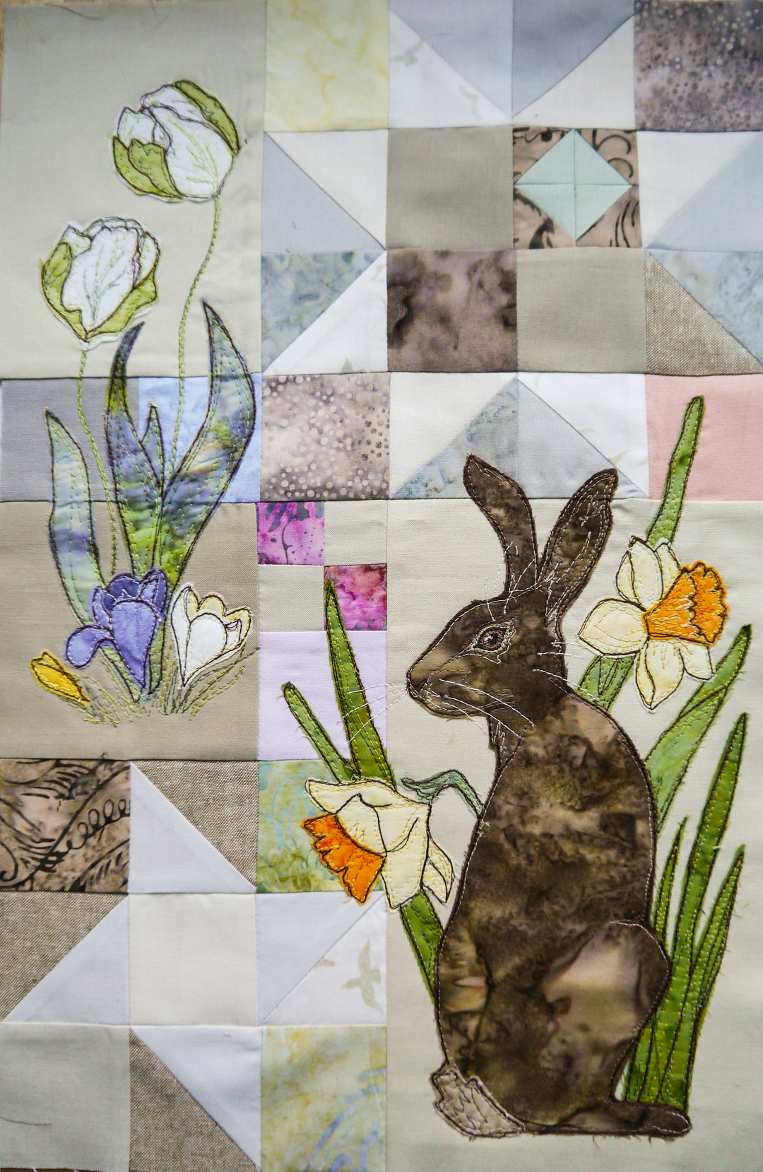 PDF Pattern for Rainbow Sherbet Block 1 Hare Free Motion Embroidery ...