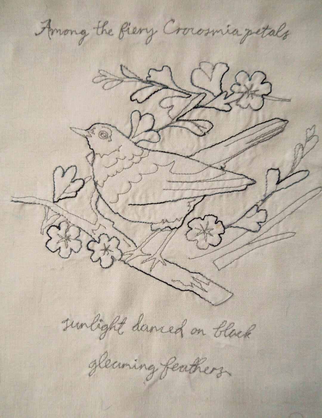 Red Work 11 Blackbird and Crocosmia PDF Pattern Wildlife Hand Sewing ...