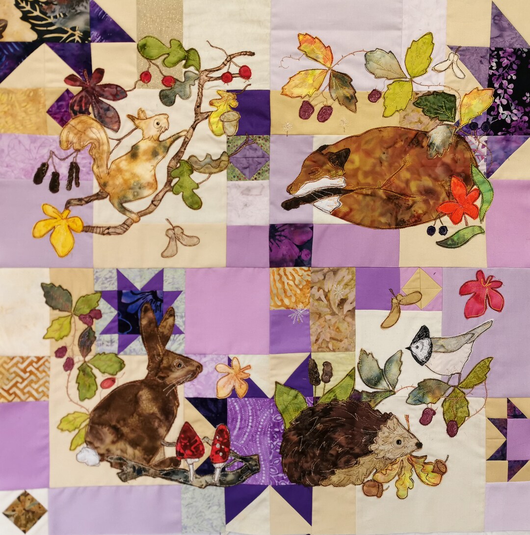 Pattern Set for 'autumn Sets In' Block of the Month Quilt Raw Edge ...