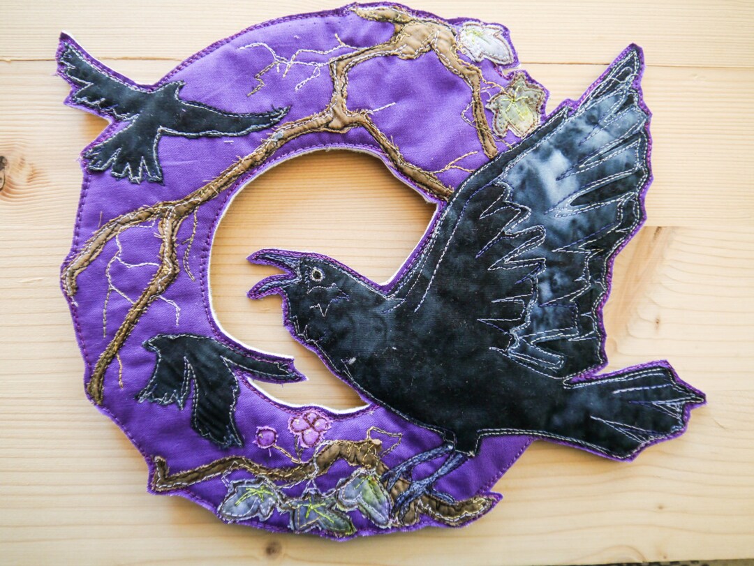 PDF Pattern for Crow Wreath Raw Edge Applique Tutorial Free Motion ...
