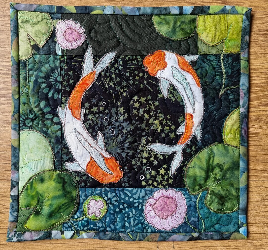 Printed Pattern for "koi Pond" Raw Edge Applique Tutorial Free Motion ...