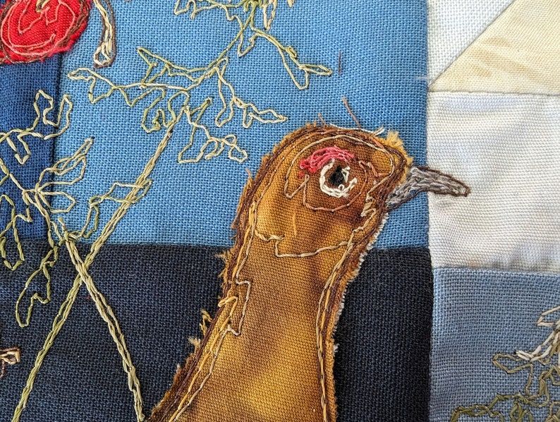 PDF Pattern for 'A Covey of Pheasants" Block 1 Quilt Ptarmigan Raw Edge ...