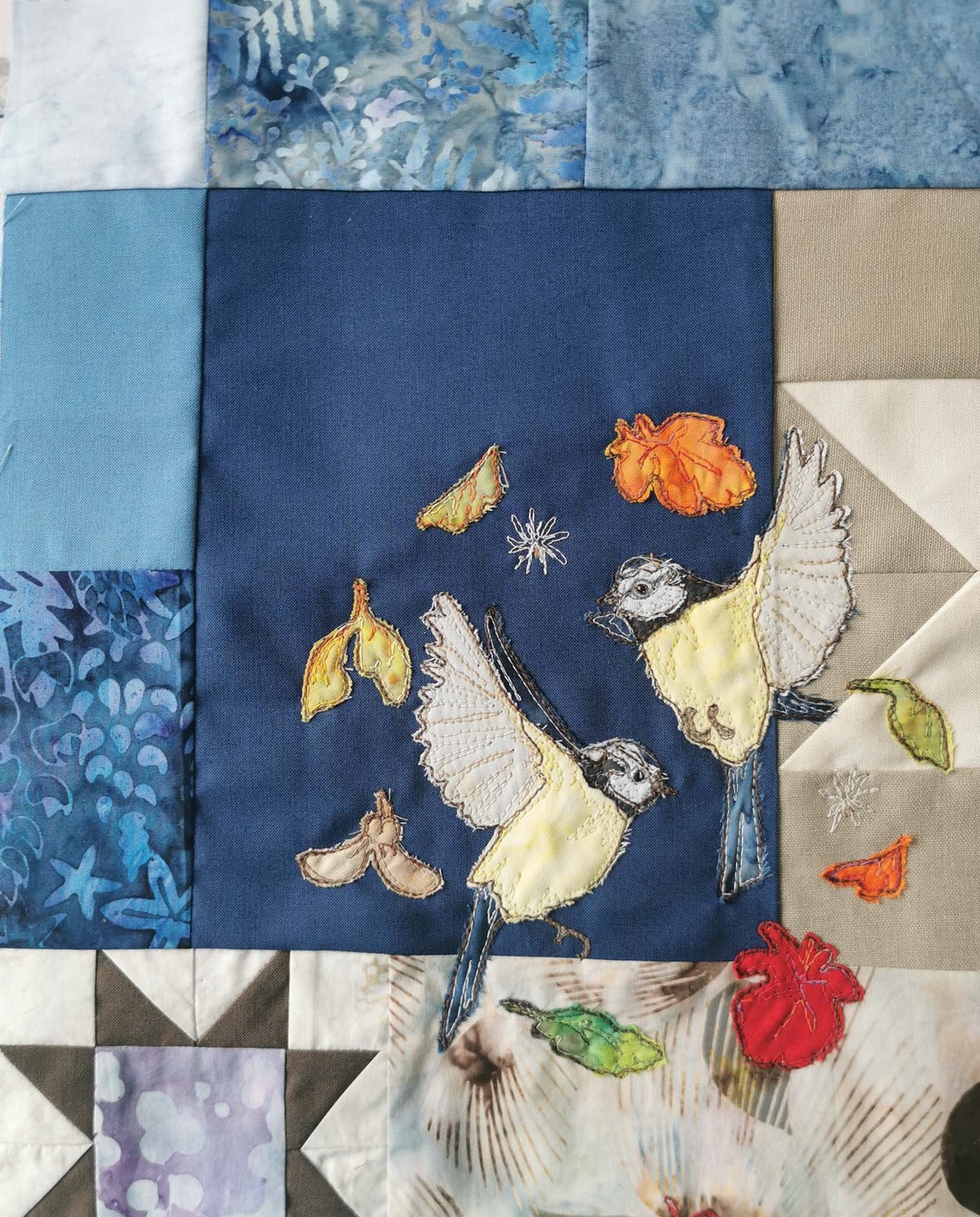 PDF Pattern for Autumn Forest Block 6 Quilt Bluetits Bird Autumn Free ...