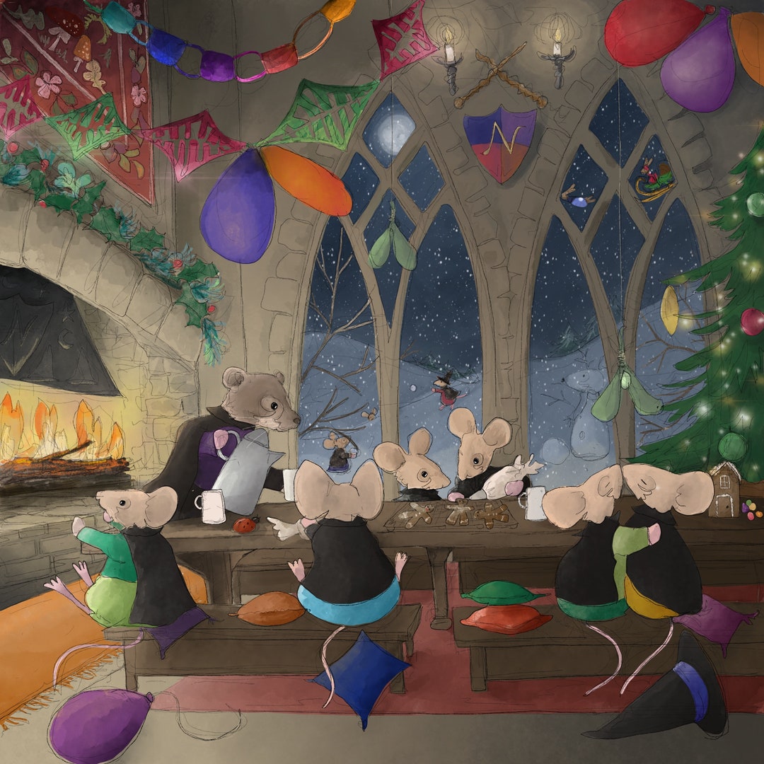 Pre-order Christmas Eve at Nutmegs Academy Printed Panel on Quilting ...
