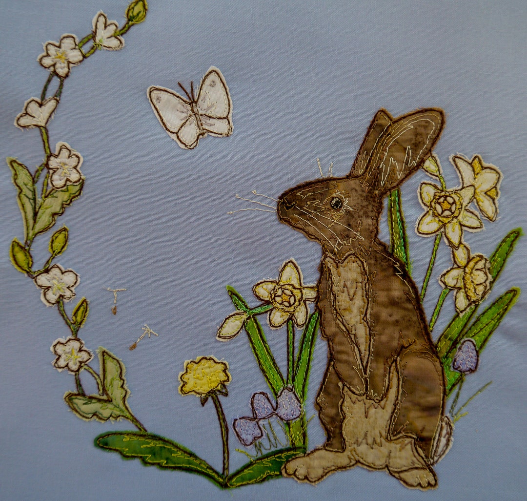 PDF Pattern for Spring Bunny Raw Edge Applique Tutorial Free Motion ...