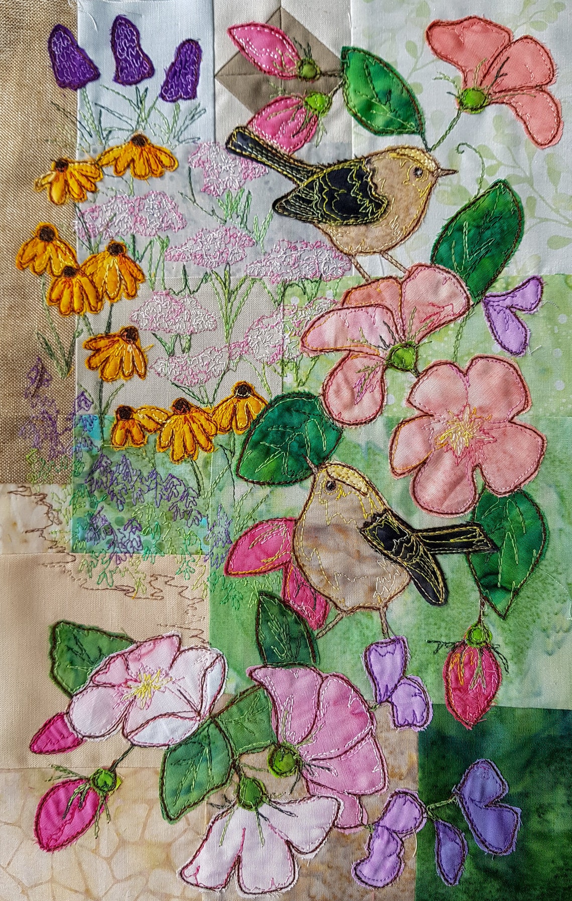 PDF Pattern for the Secret Garden Block 3 Goldcrest Roses Quilt Raw ...