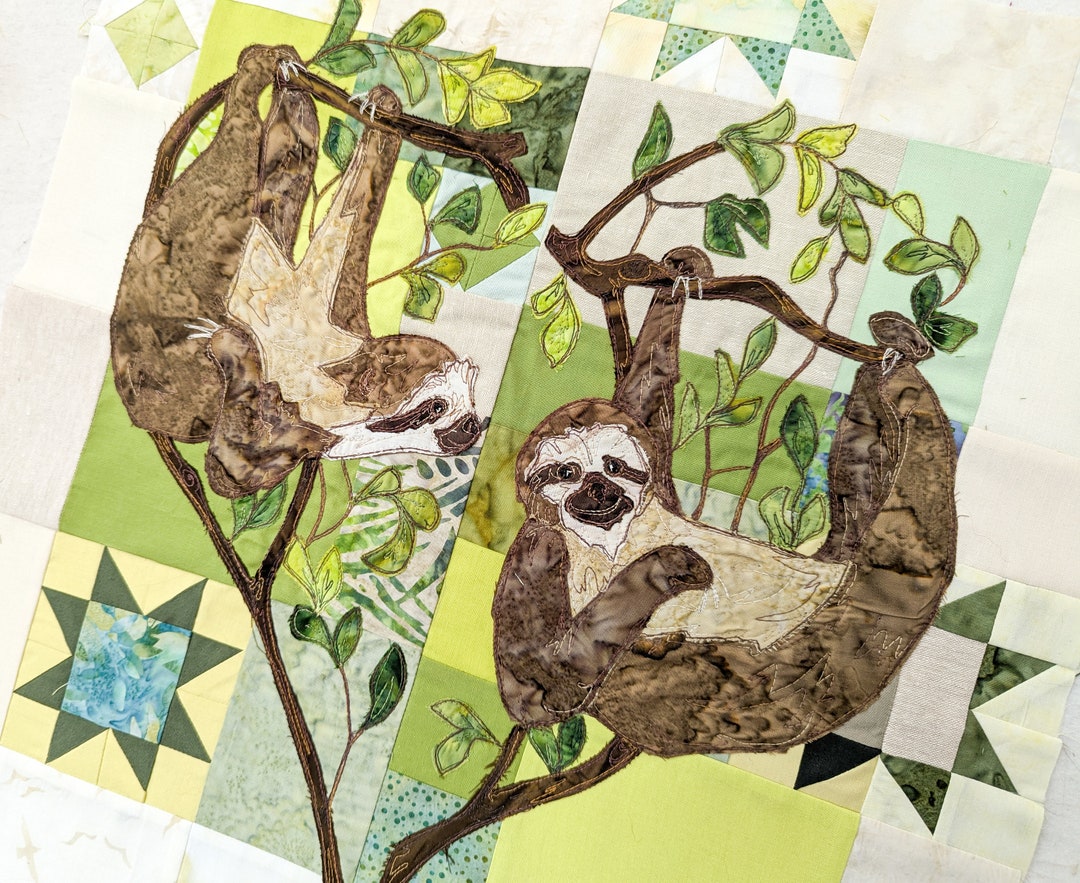 PDF Pattern for 'sweetheart Sloths' Quilt Raw Edge Applique Tutorial ...