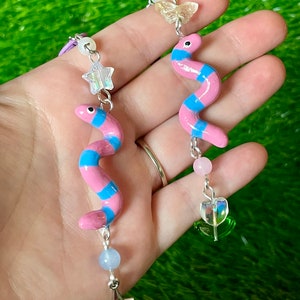 Worm Charm | Keychain | Charm Keychain | Worm Keychain | Polymer Clay ...