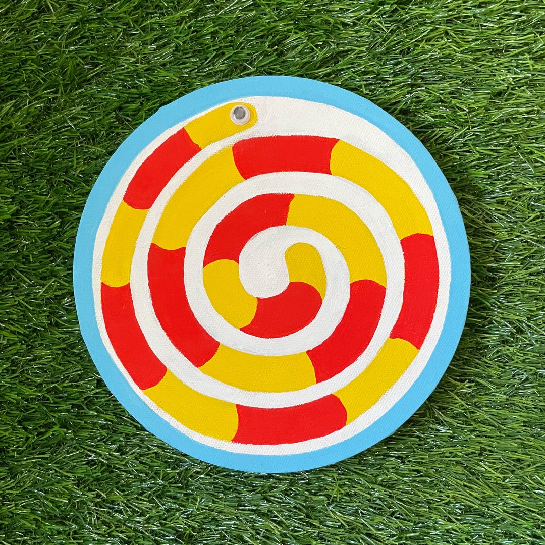 Primary Worm Wheel painted Canvas Circular Canvas Handmade Worm ...