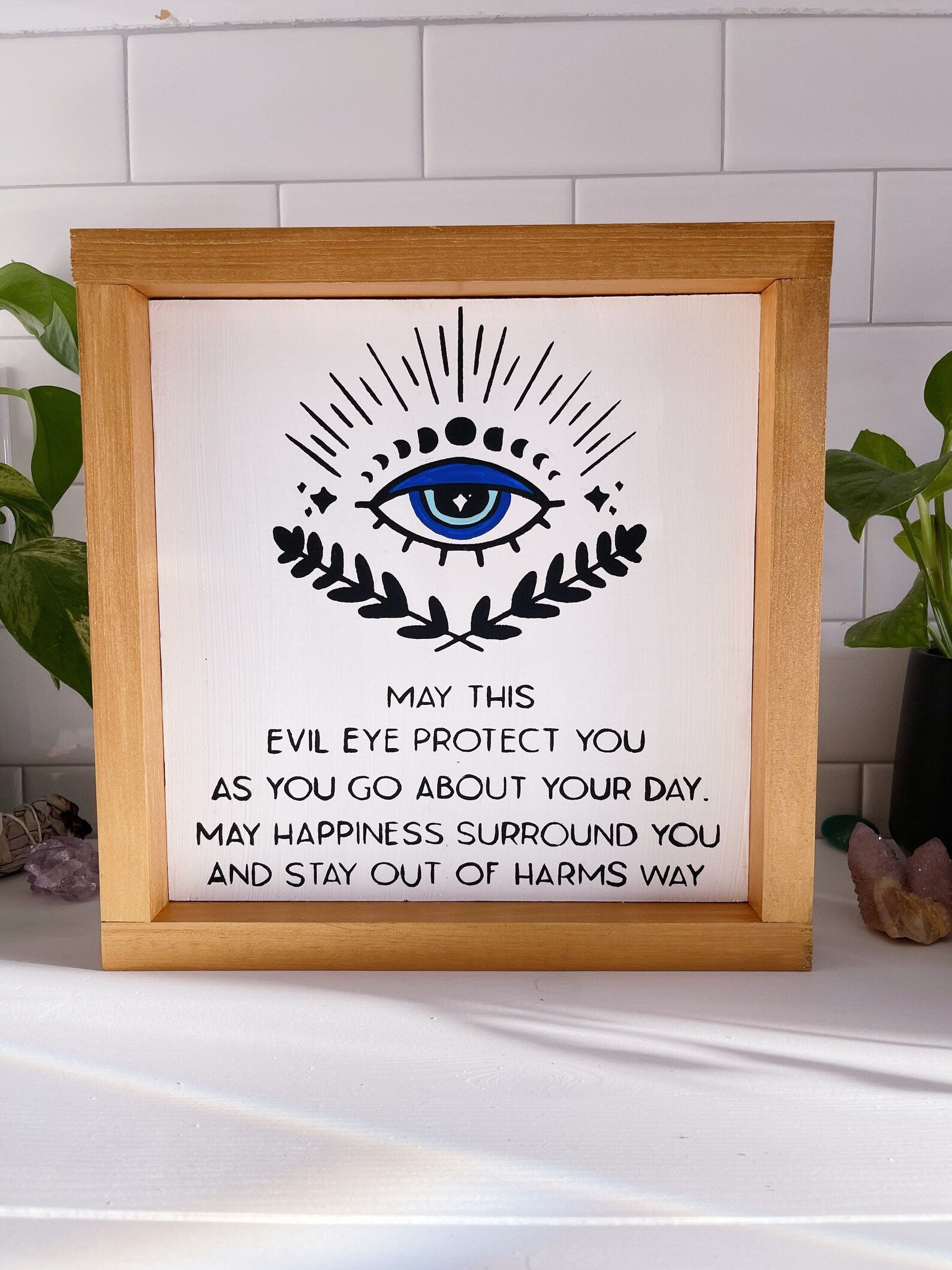 Evil Eye Painted Wooden Sign Protection Blessing Witch | Etsy