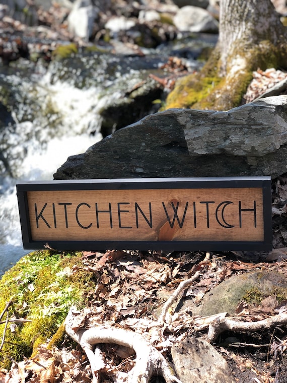 Witchy Decor Kitchen Witch Wooden Sign Crescent Moon - Etsy