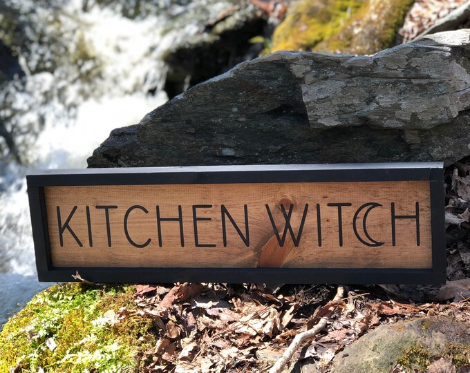 Witchy Decor | Kitchen Witch | Wooden Sign | Crescent Moon | Wiccan ...