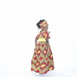 African Print Ankara Girls Bashira Maxi Dress With Matching Headwrap - Etsy