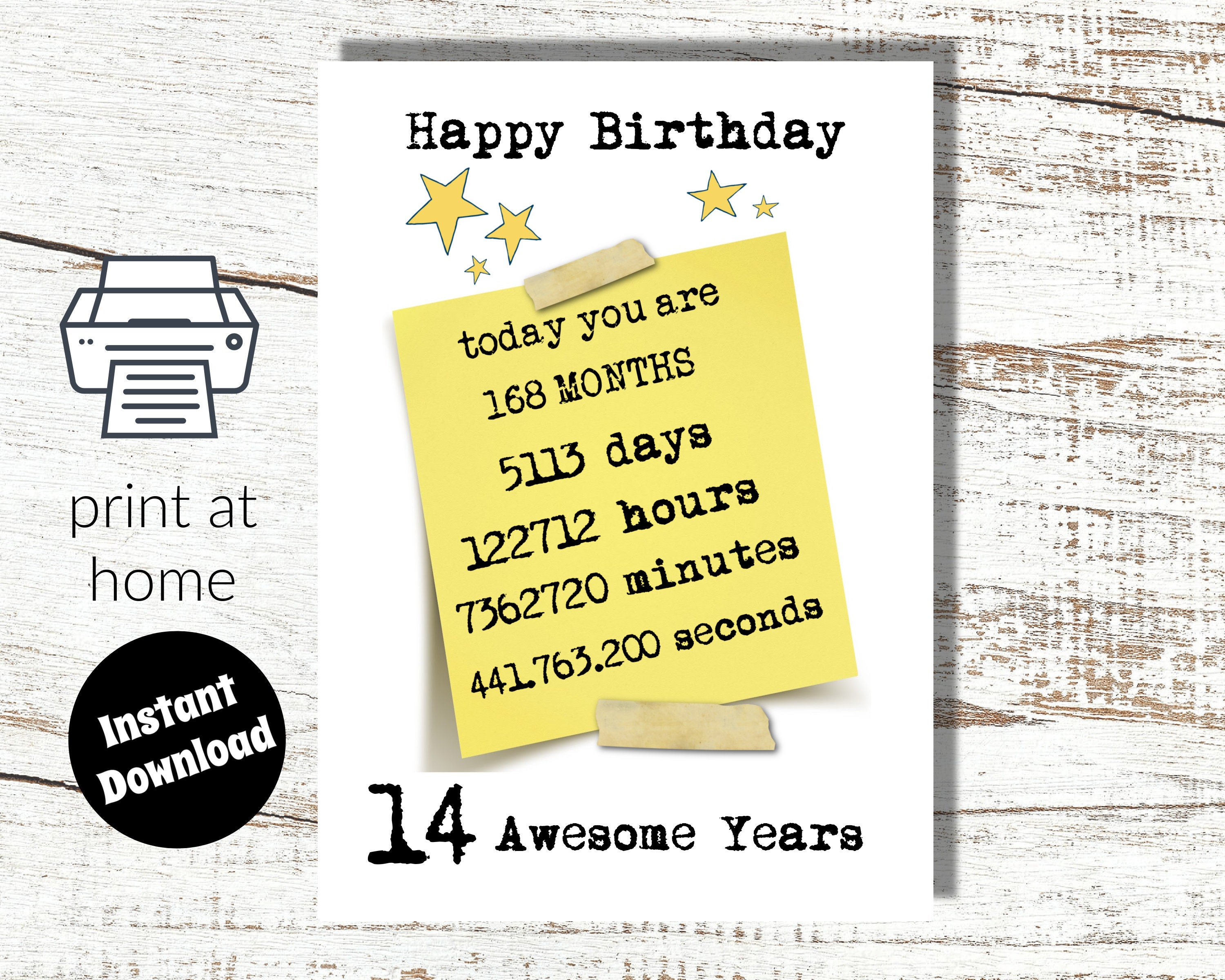 Instant Download and Print at Home Number and Facts 14th - Etsy