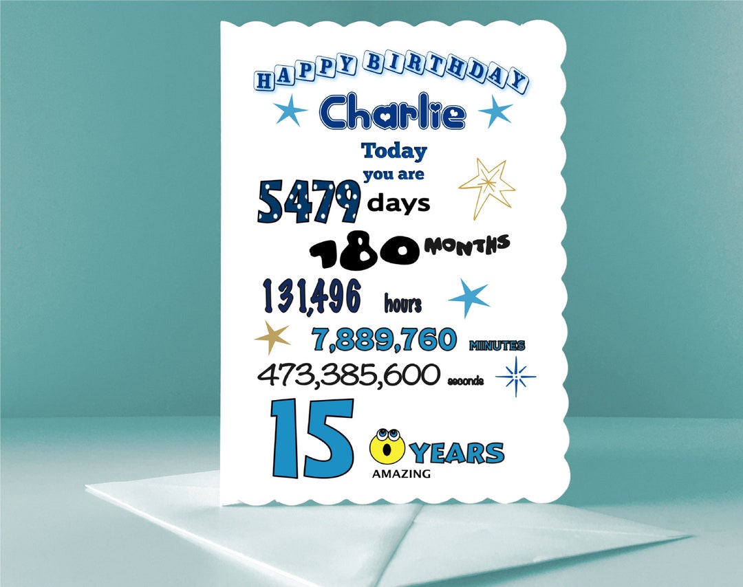 Personalised Handmade 15th Birthday Card Teenager 15 Years Old for Boy ...