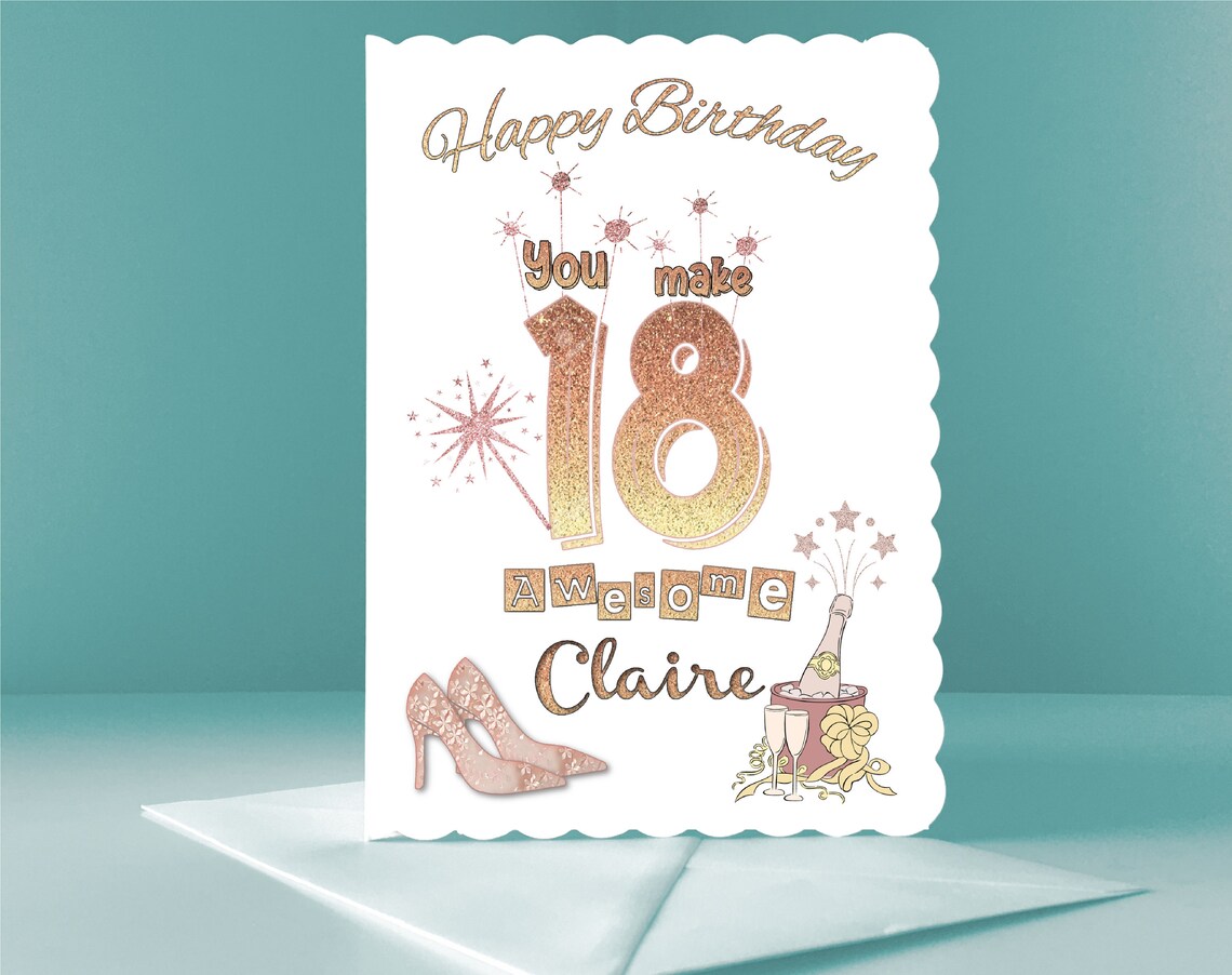 Personalised Handmade 18th Birthday Card You Make 18 Awesome for Girl ...