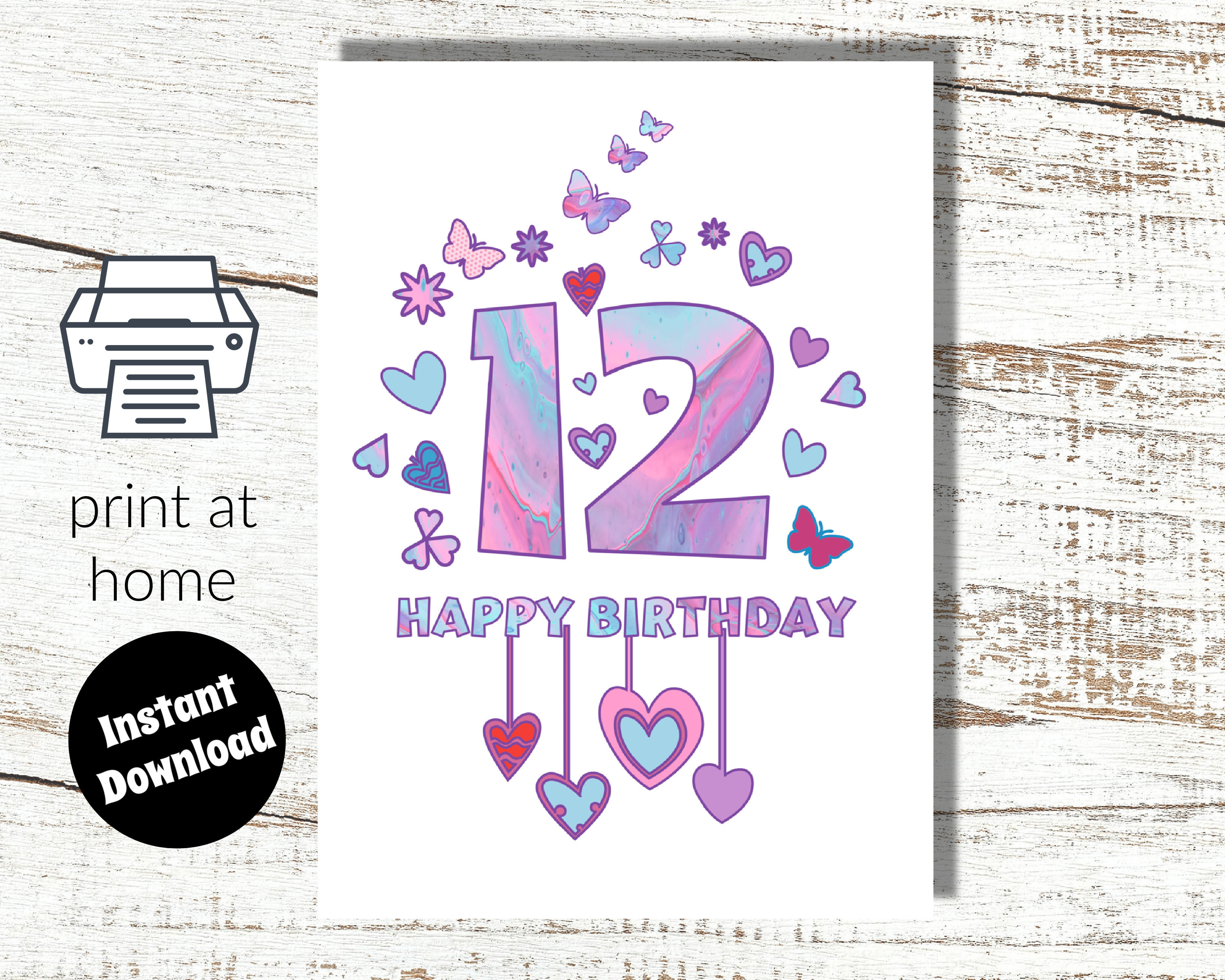 Happy 12th Birthday Cards Printable Central 23 Rainbow Birthday Card